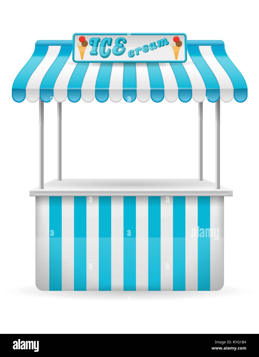 street food stall ice cream vector illustration isolated on white ...