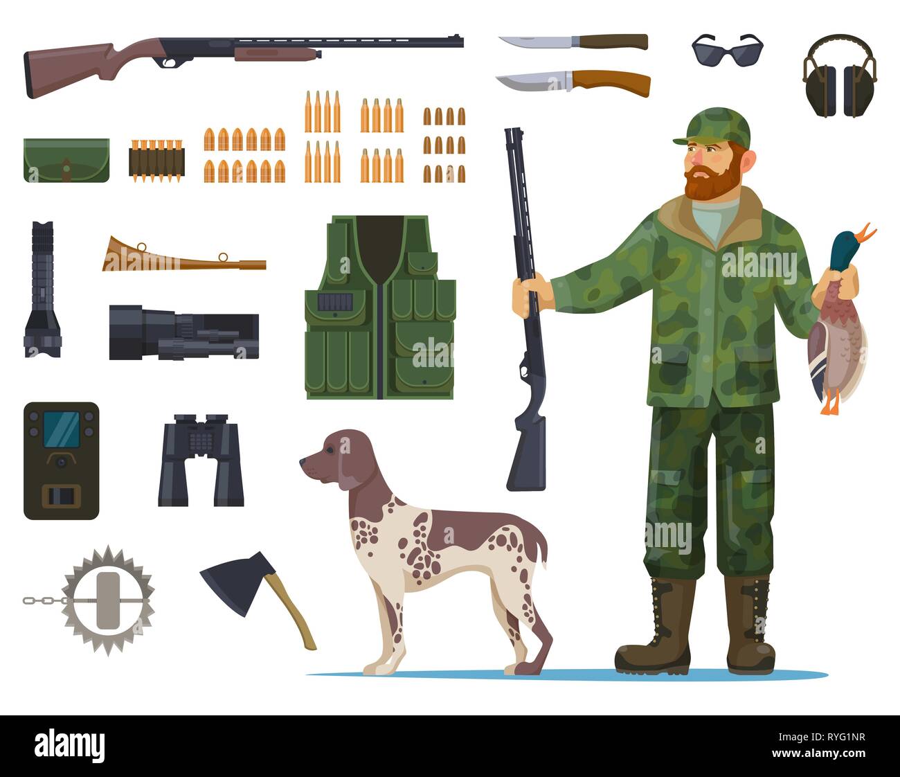 Man hunting horn illustration hi-res stock photography and images - Alamy
