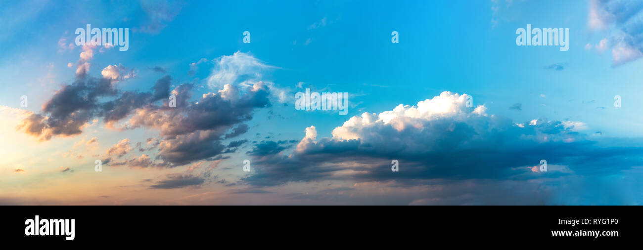 Panorama background of dramatic cloudscape and skyscape with stormy ...