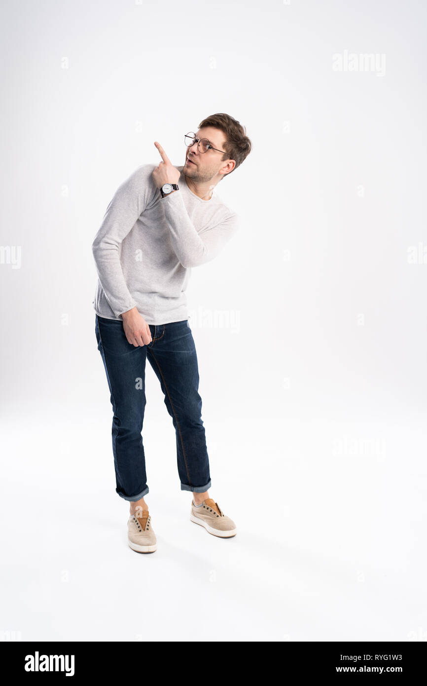 I'm afraid. Fright. Scared man. Business man standing isolated on white ...