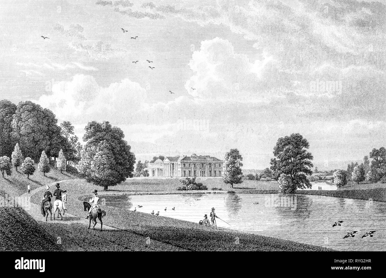 An engraving of Dodington Park, South Gloucestershire UK scanned at ...