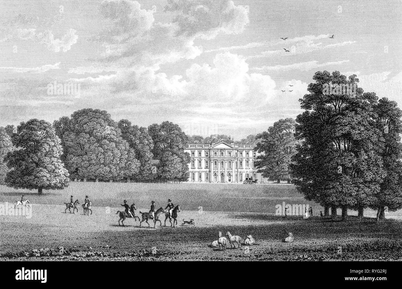 An engraving of Barnsley Park the Seat of Sir James Musgrave, Barnsley ...