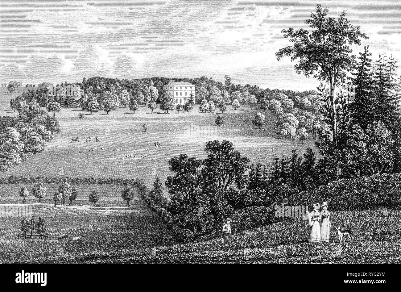 An engraving of Cotswold House (later Cotswold Park), North Cerney ...