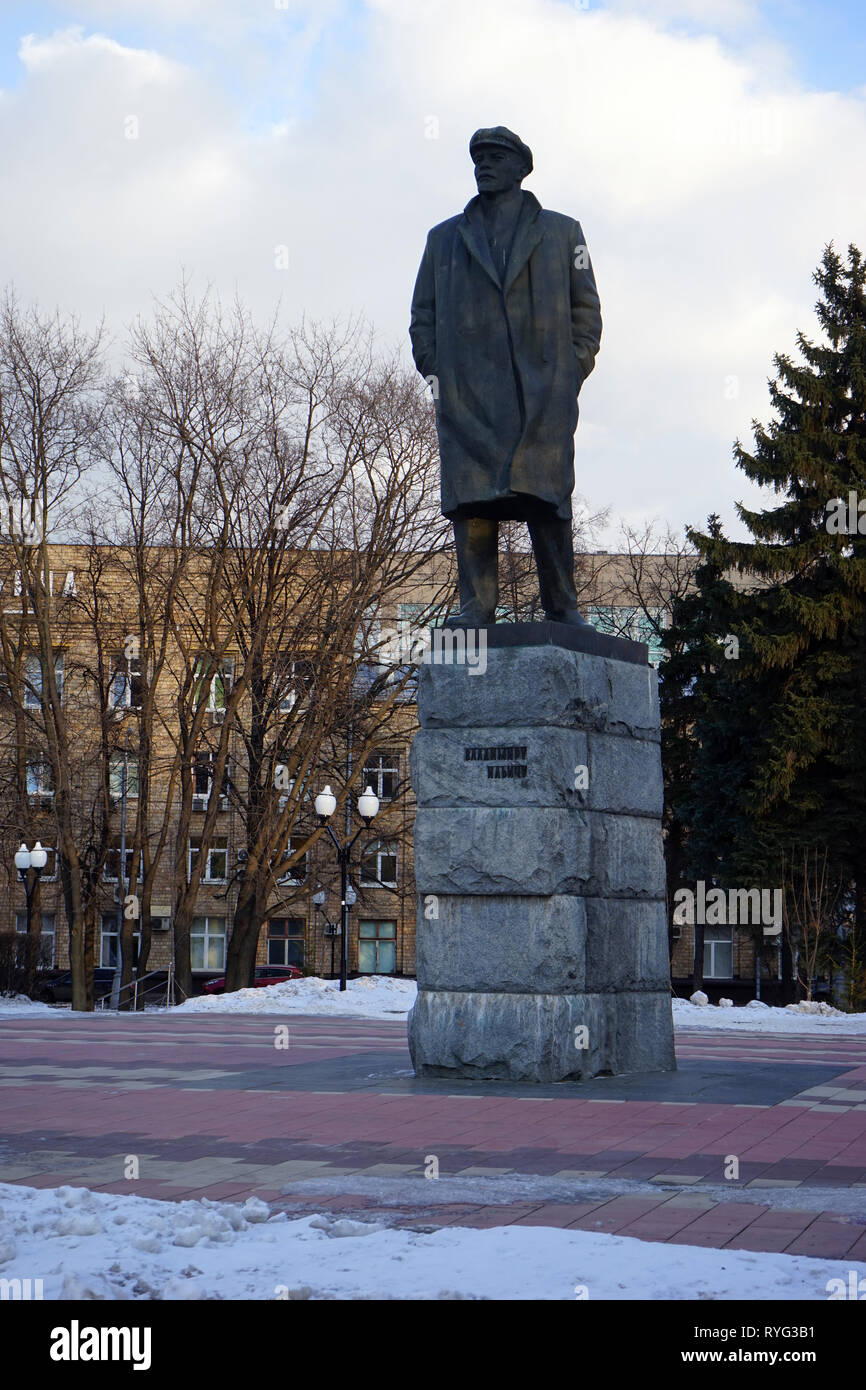 MOSCOW, RUSSIA - 13 MAECH 2019 Monument of Lenin neaer Lenin's factory ...