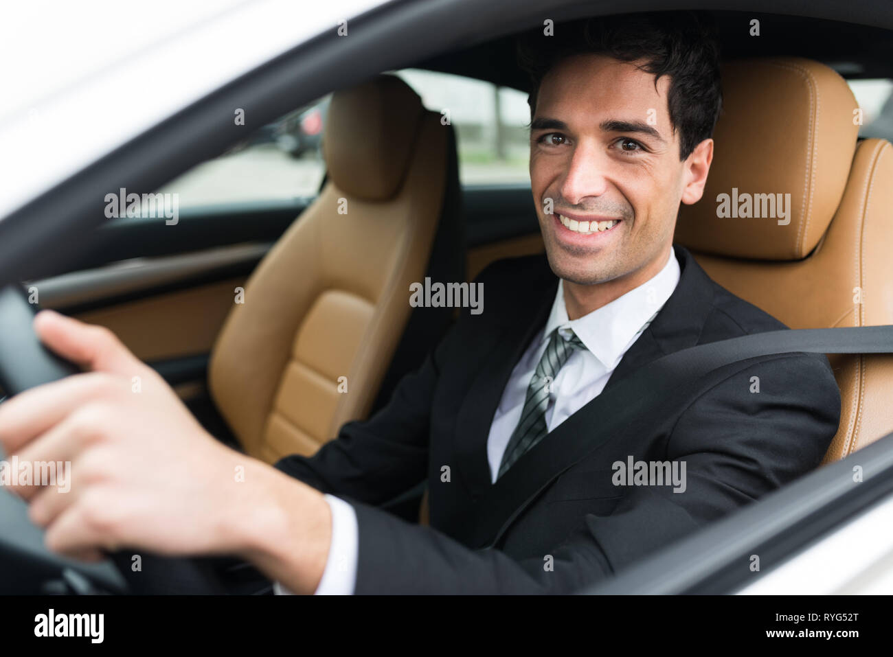 Man driving his car Stock Photo - Alamy