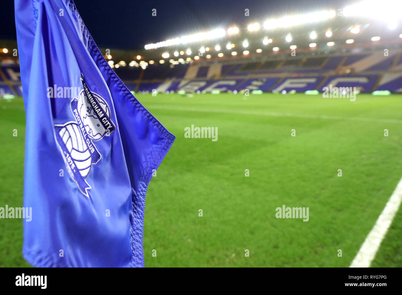 A general view of a Birmingham City flag ahead of the match during the ...