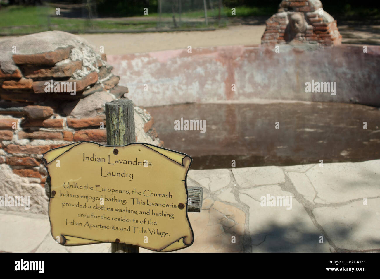 Lavanderia (laundry) pool used by the Chumash at La Purisima Mission ...
