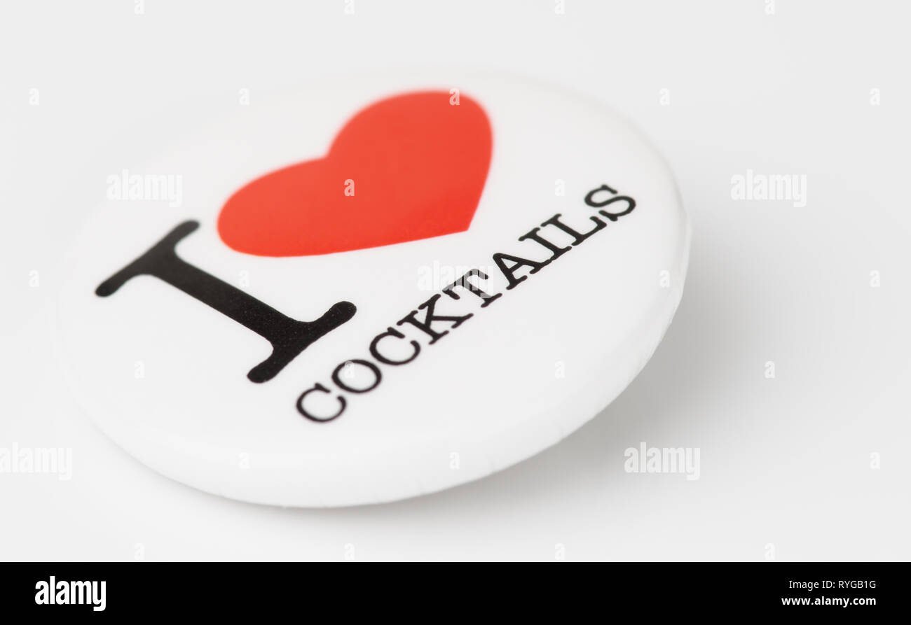 I love cocktails badge on light grey background Stock Photo - Alamy
