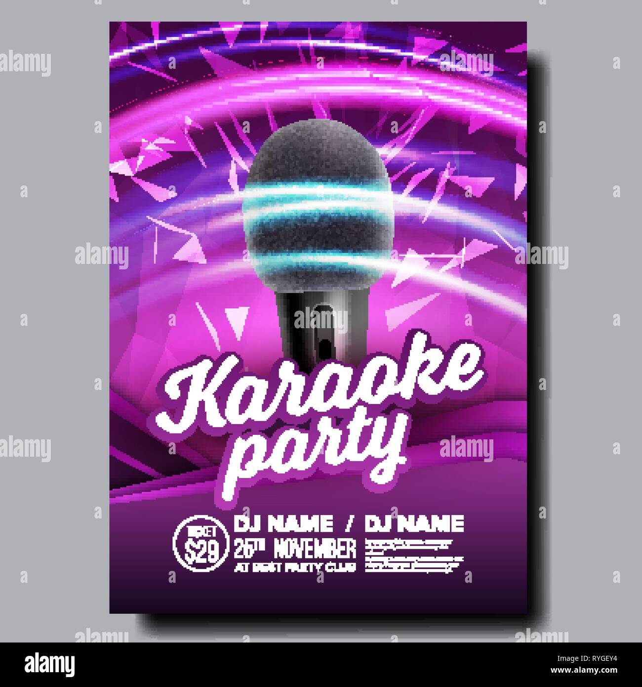 Karaoke Poster Vector. Dance Karaoke Music Event. Technology Symbol ...