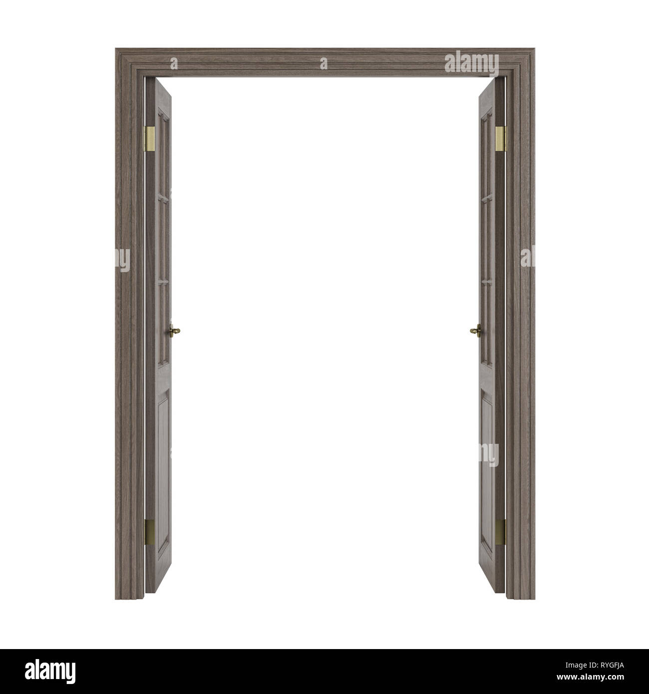 Double-leaf doors with glass. Interior doors isolated on white ...