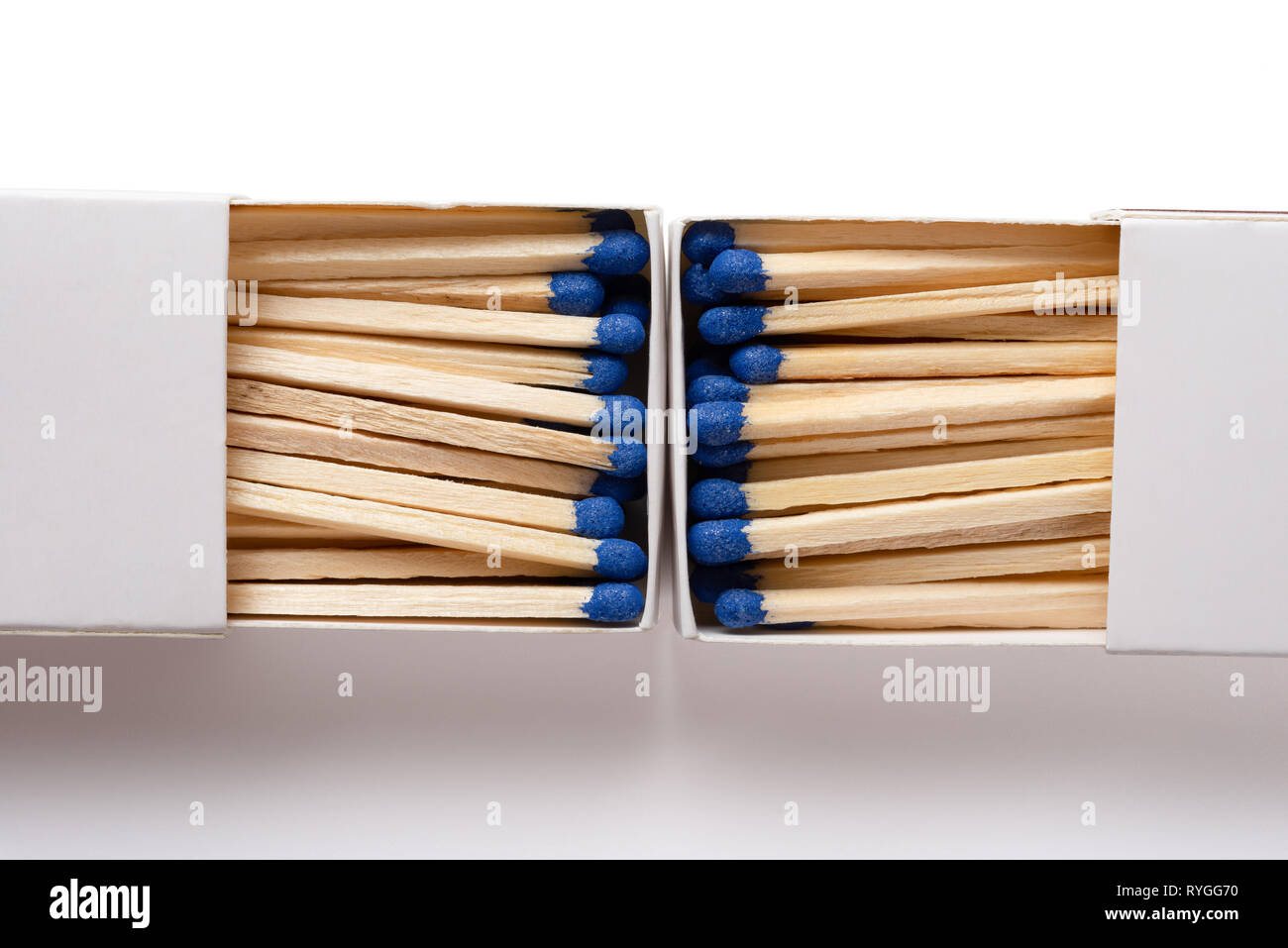 matchbox with blue matchsticks on white with clipping path Stock Photo ...