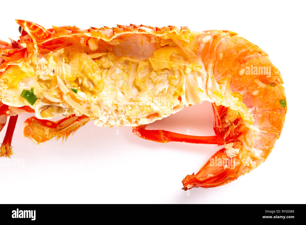 eaten lobster shell on a white background Stock Photo - Alamy