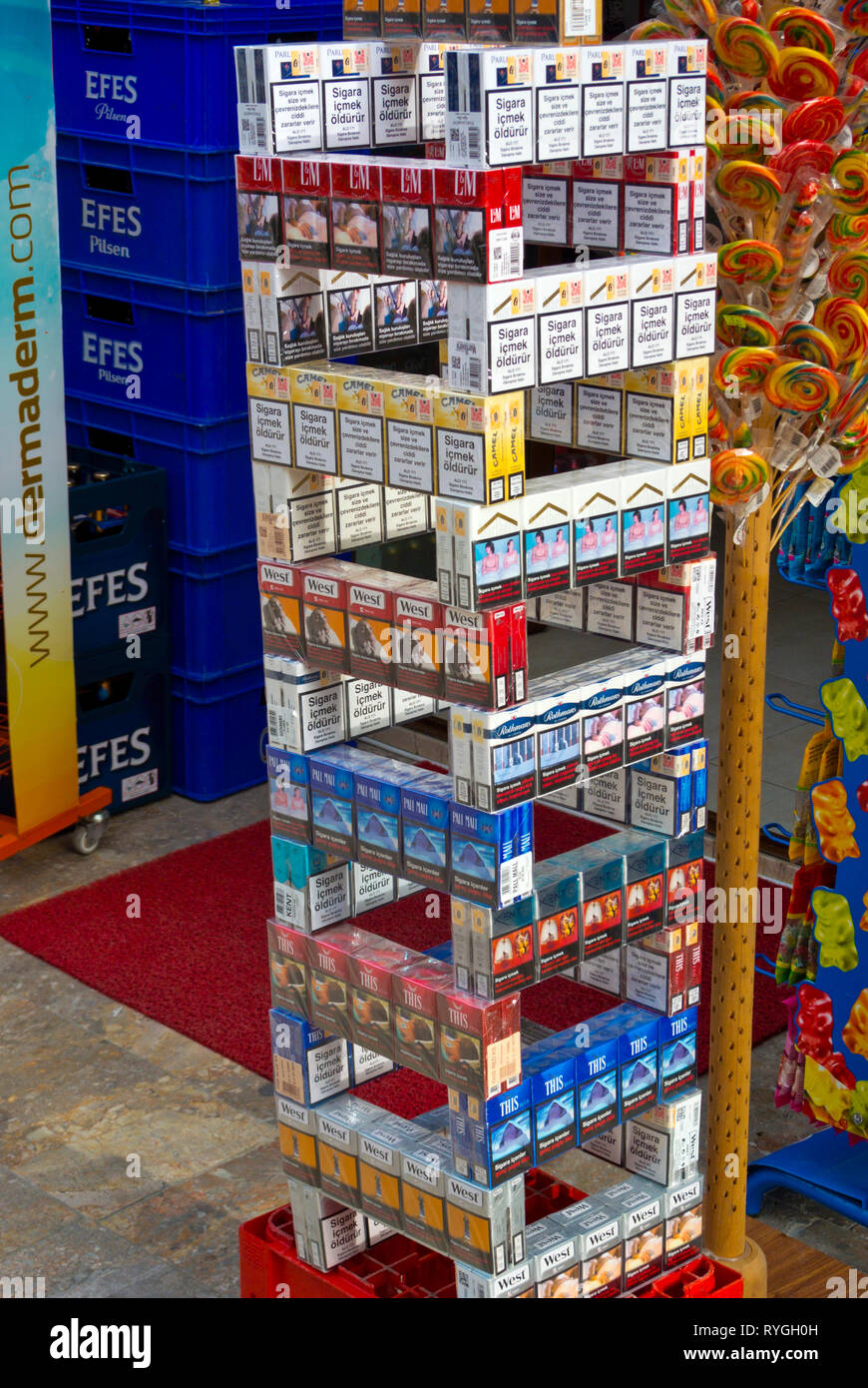 Cigarettes, Side, Turkey, Eurasia Stock Photo - Alamy