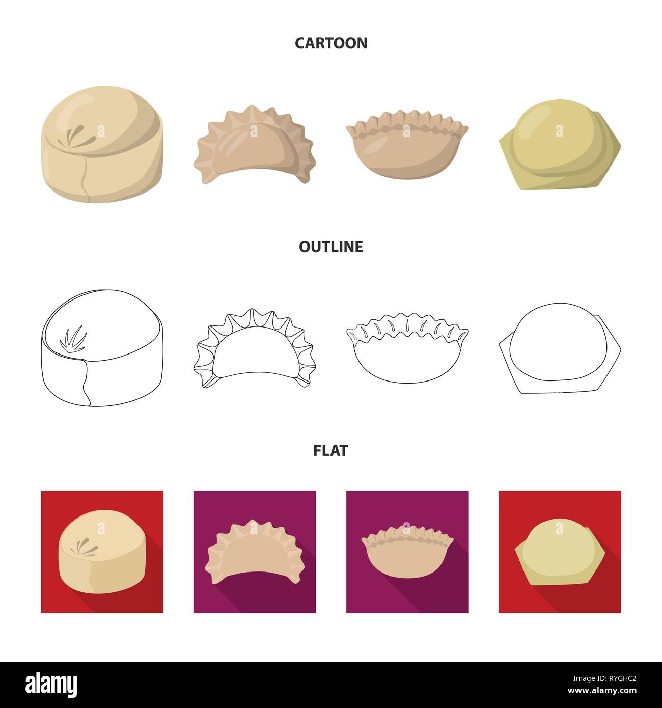 Vector illustration of products and cooking icon. Set of products and ...