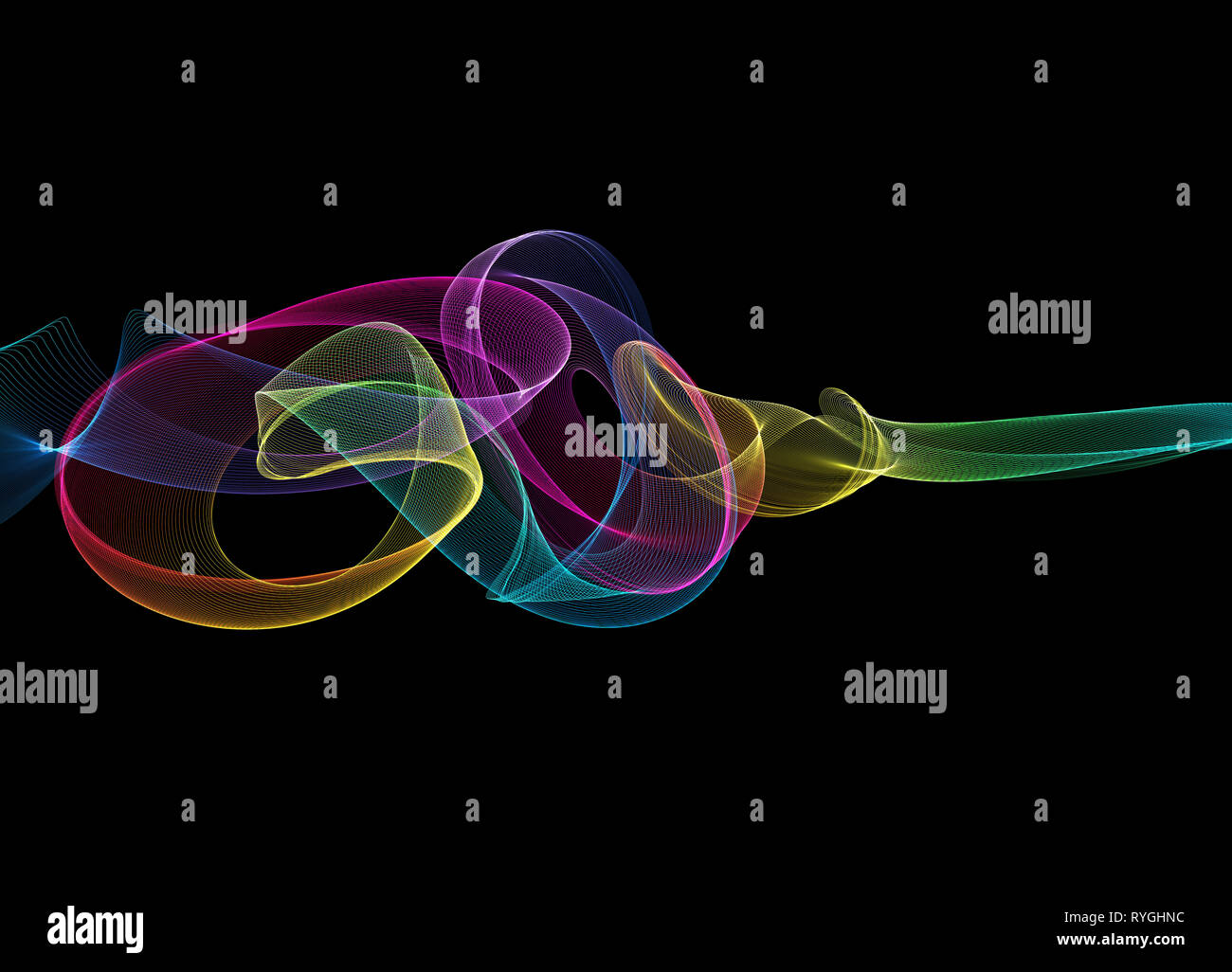 abstract colorful wavy smoke flame over black background Stock Photo ...