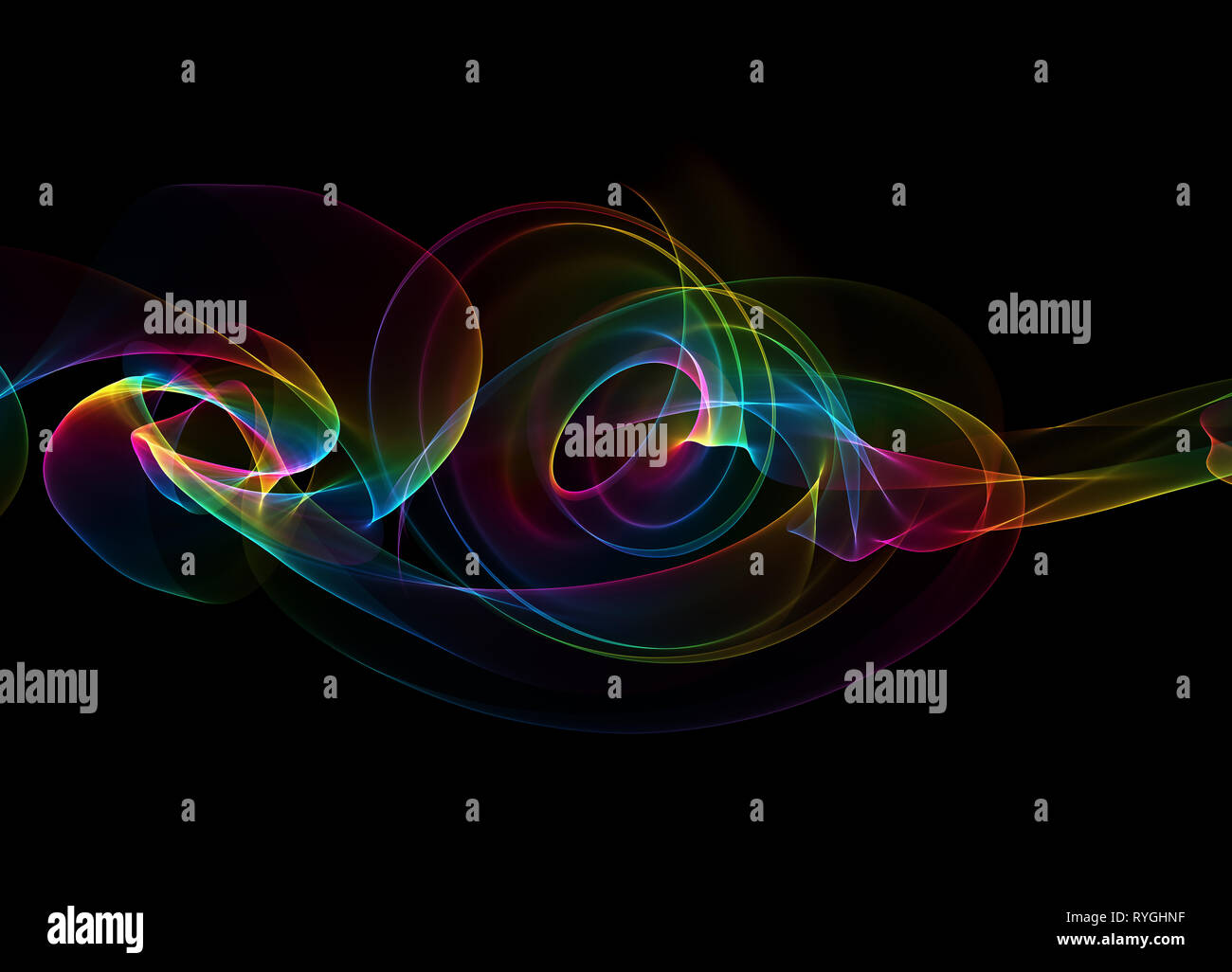 abstract colorful wavy smoke flame over black background Stock Photo ...