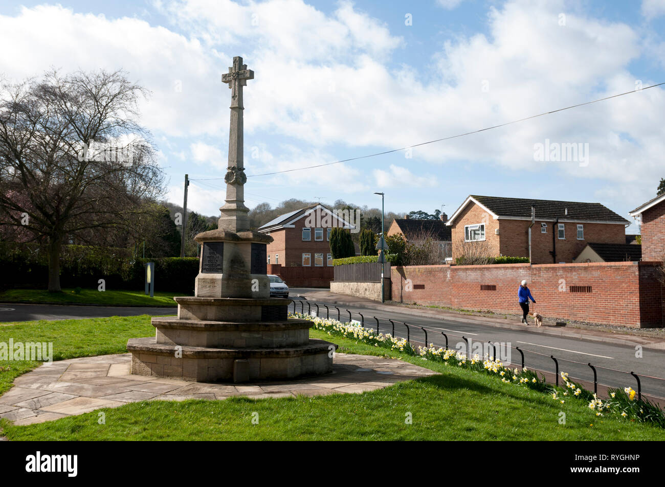 The war memorial by St. Andrew`s Church, Churchdown, Gloucestershire ...