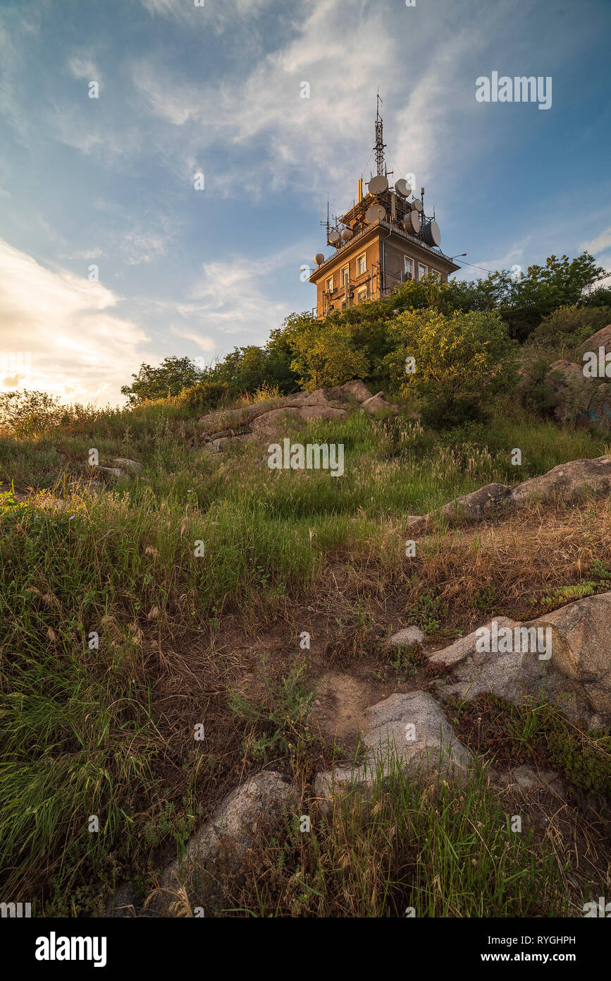 Television tower located on Sahat tepe hill in Plovdiv city, Bulgaria ...