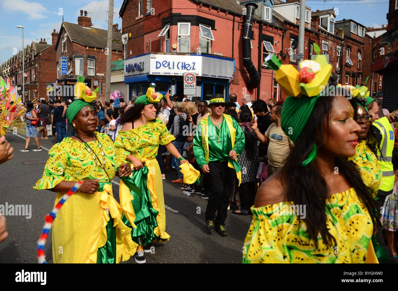 Leeds west Indian carnival parade, Harehills avenue, Leeds Stock Photo ...