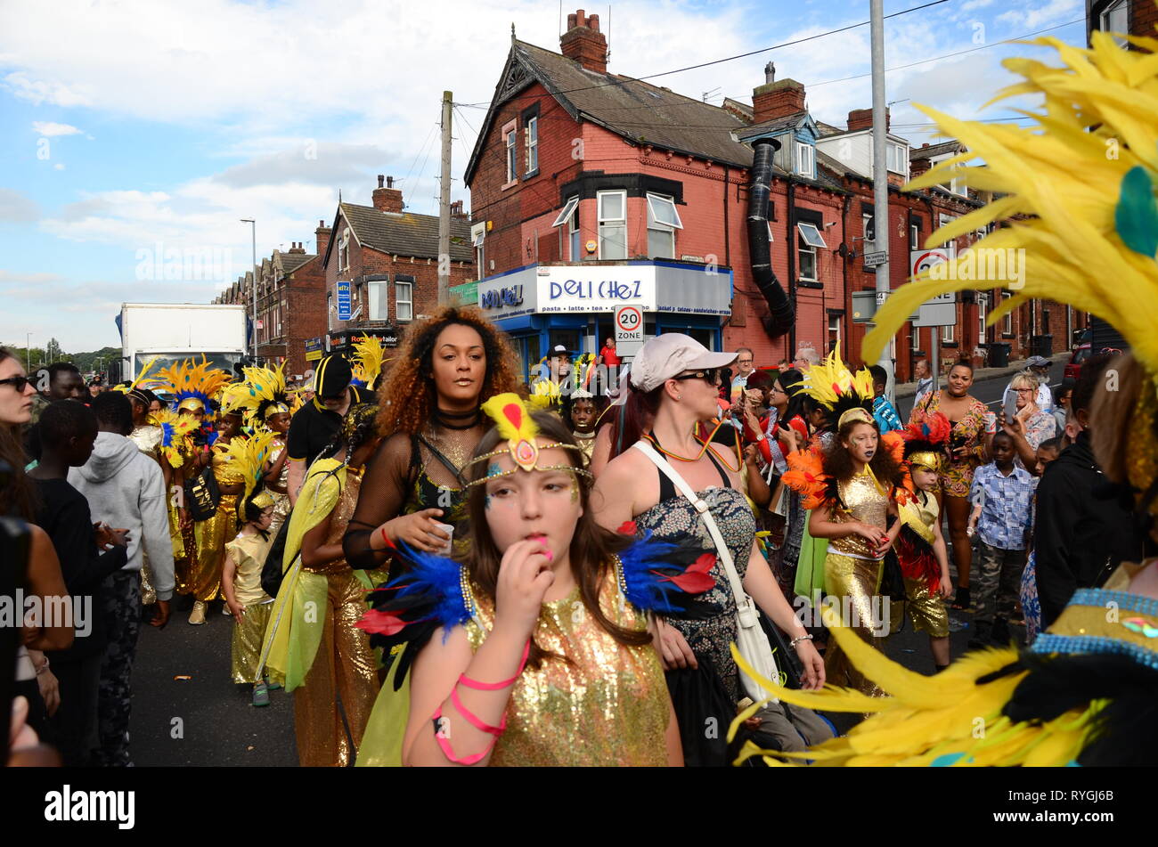 Leeds west Indian carnival parade, Harehills avenue, Leeds Stock Photo ...