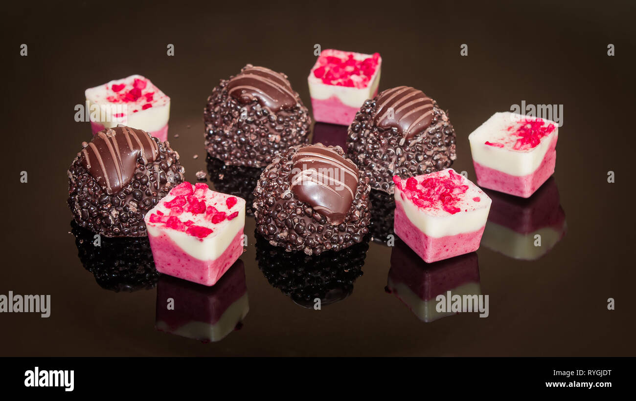 Variaton of chocolate pralines Stock Photo - Alamy