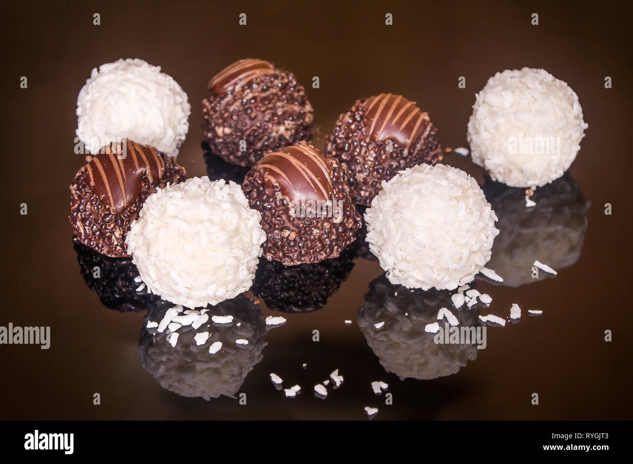 Assortment of dark, white and milk chocolate. Sweet and chocolates ...