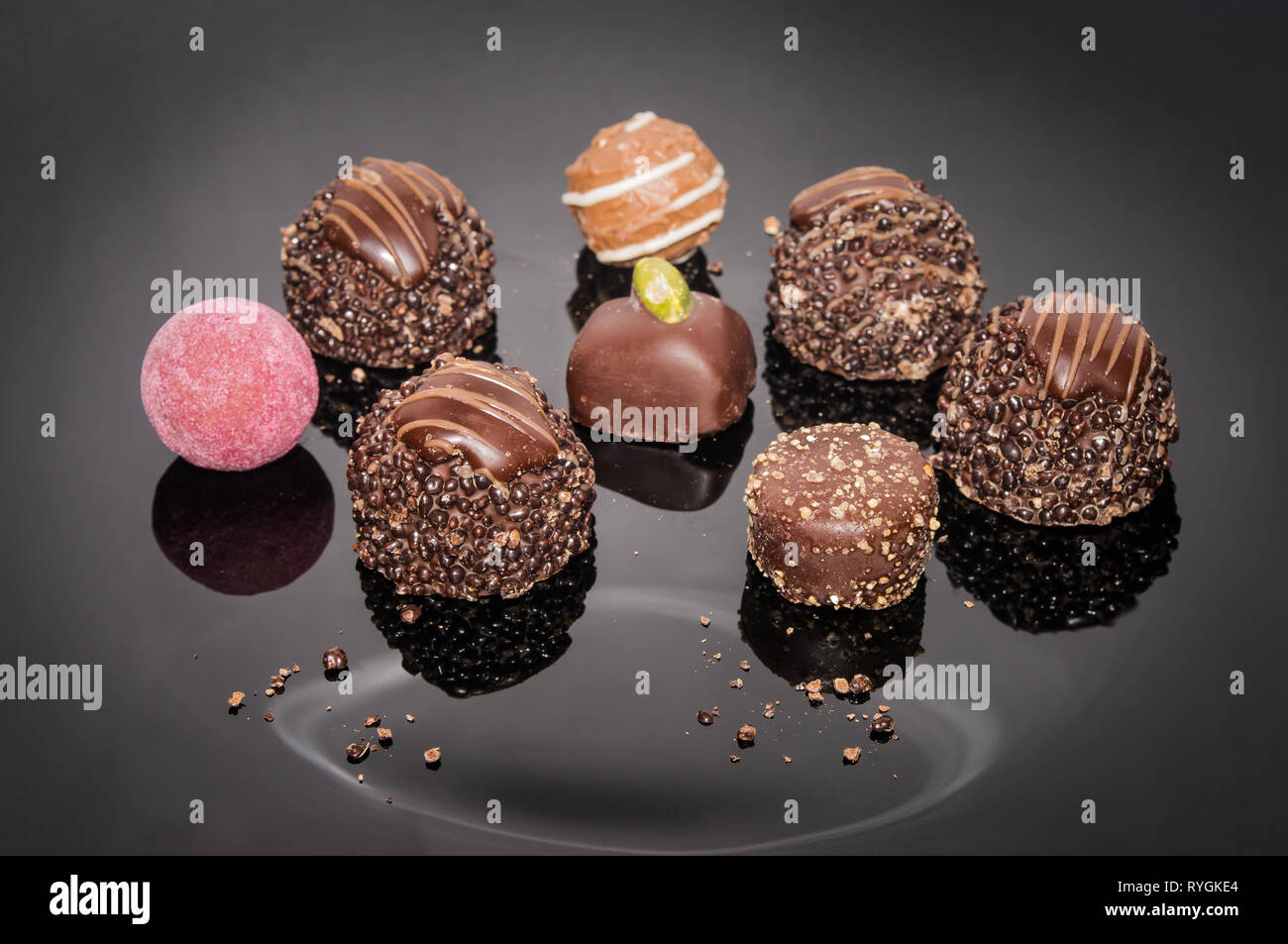 Assortment sweet confectionery chocolate, truffles and pralines Stock ...
