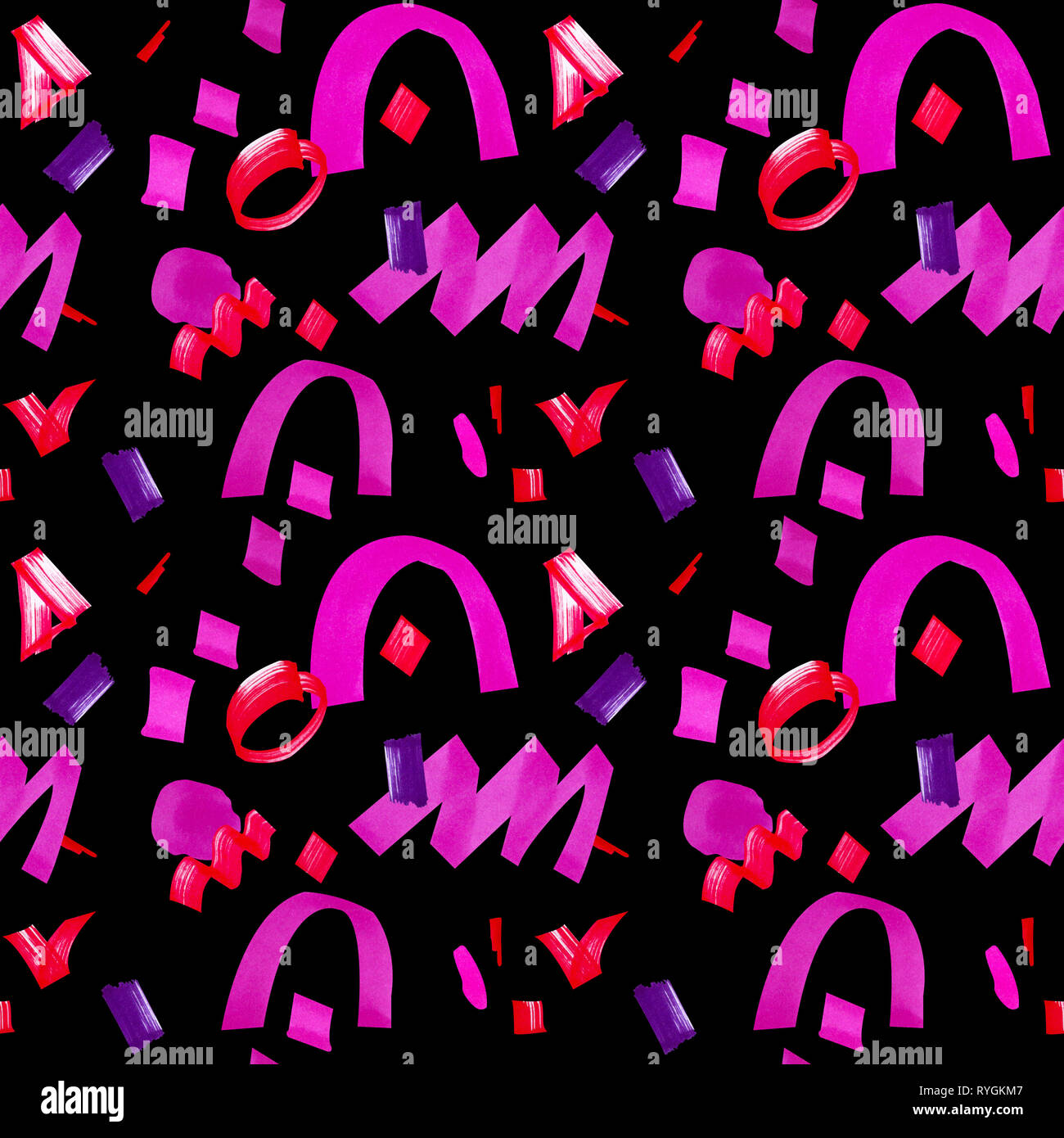 Abstract seamless pattern with geometric shapes of pink, red and purple ...