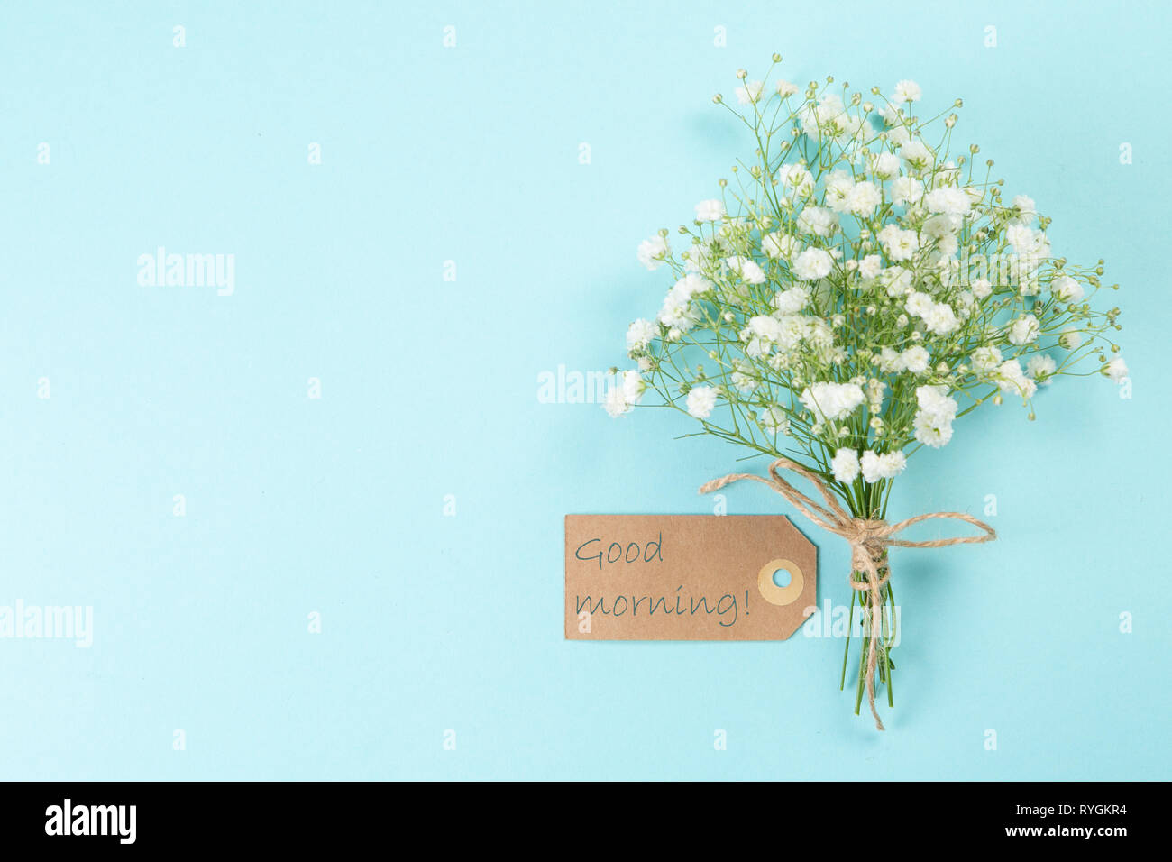 Good morning concept - coffee, flowers, notebook Stock Photo - Alamy