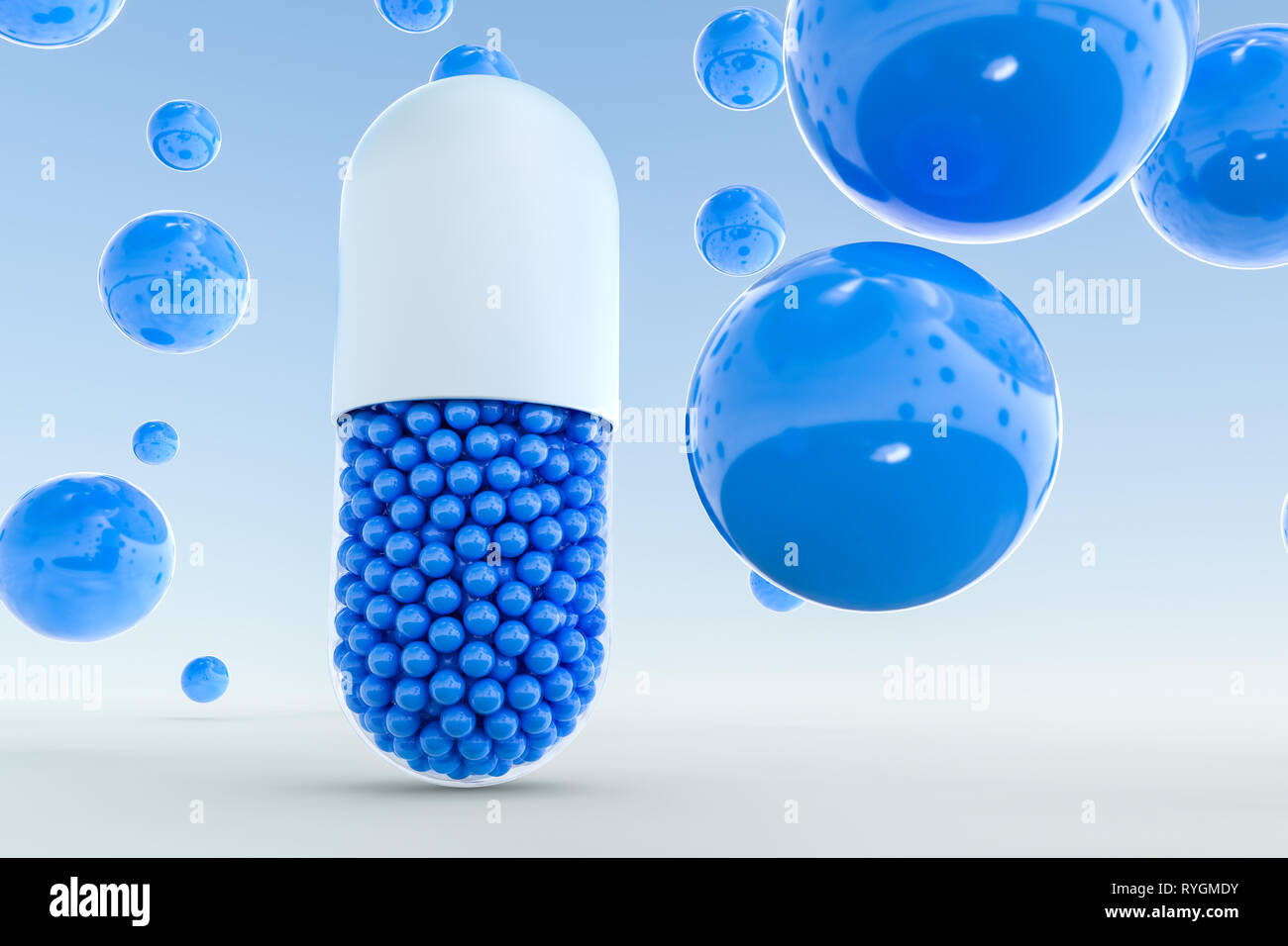 capsules with spheres, 3d rendering Stock Photo - Alamy