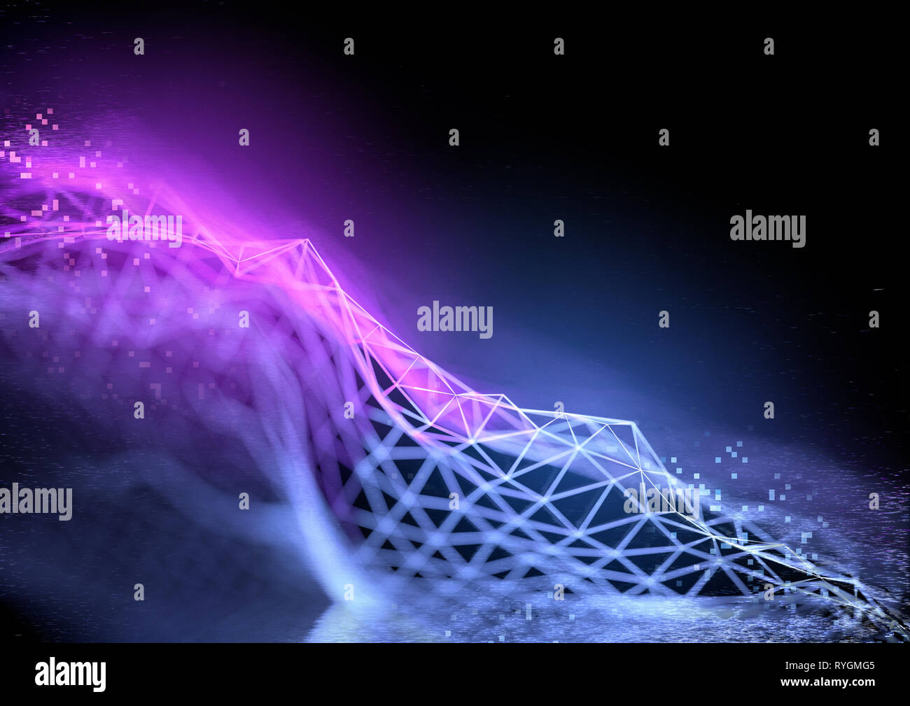 A grid visualization of Data tracking and cloud computing. 3D polygon ...