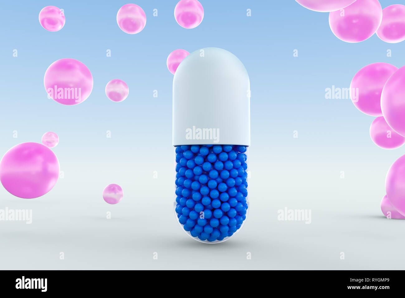 capsules with spheres, 3d rendering Stock Photo - Alamy