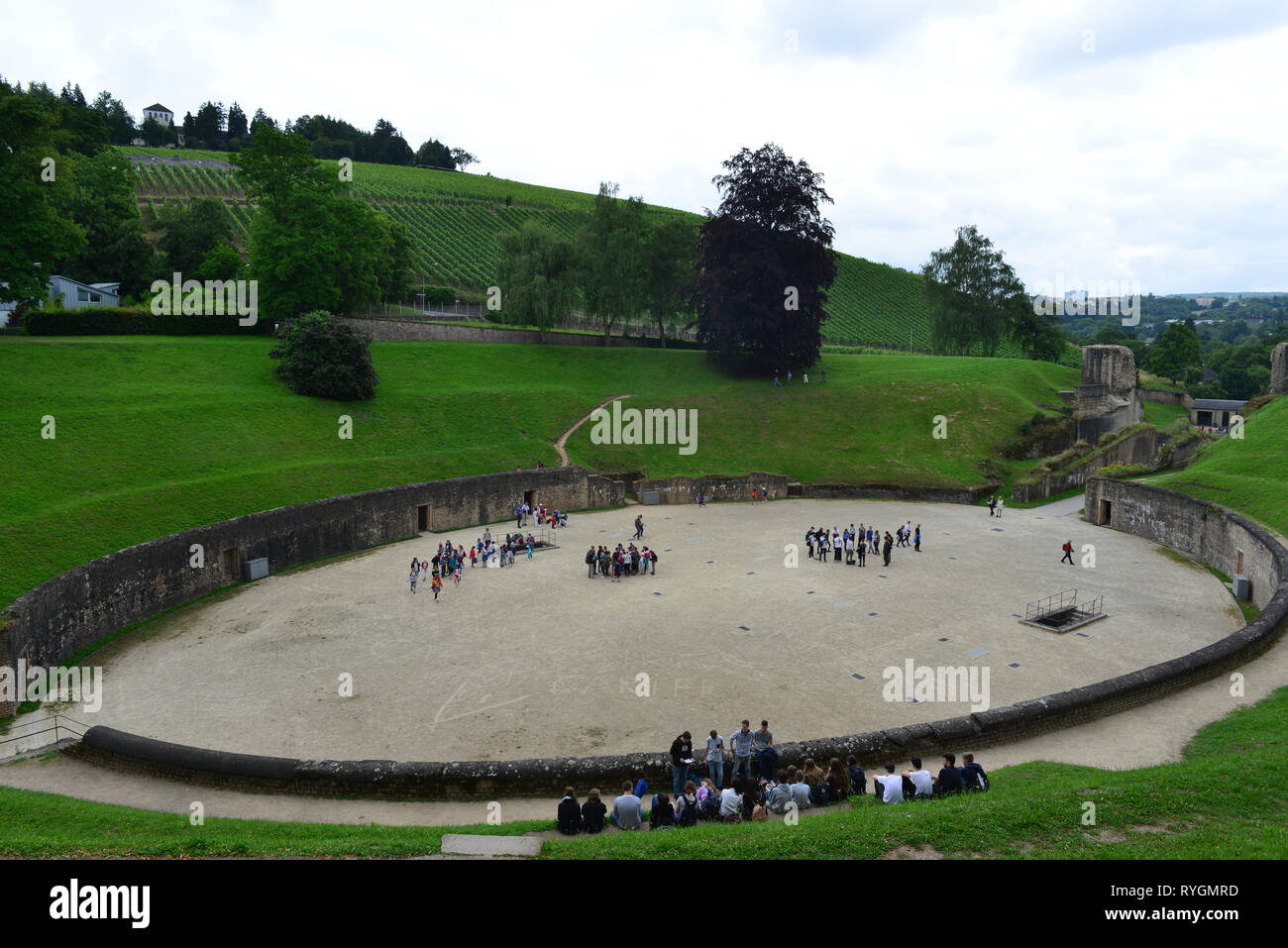 View of the amfitheathre of Roman Times at Trier, Germany Stock Photo ...