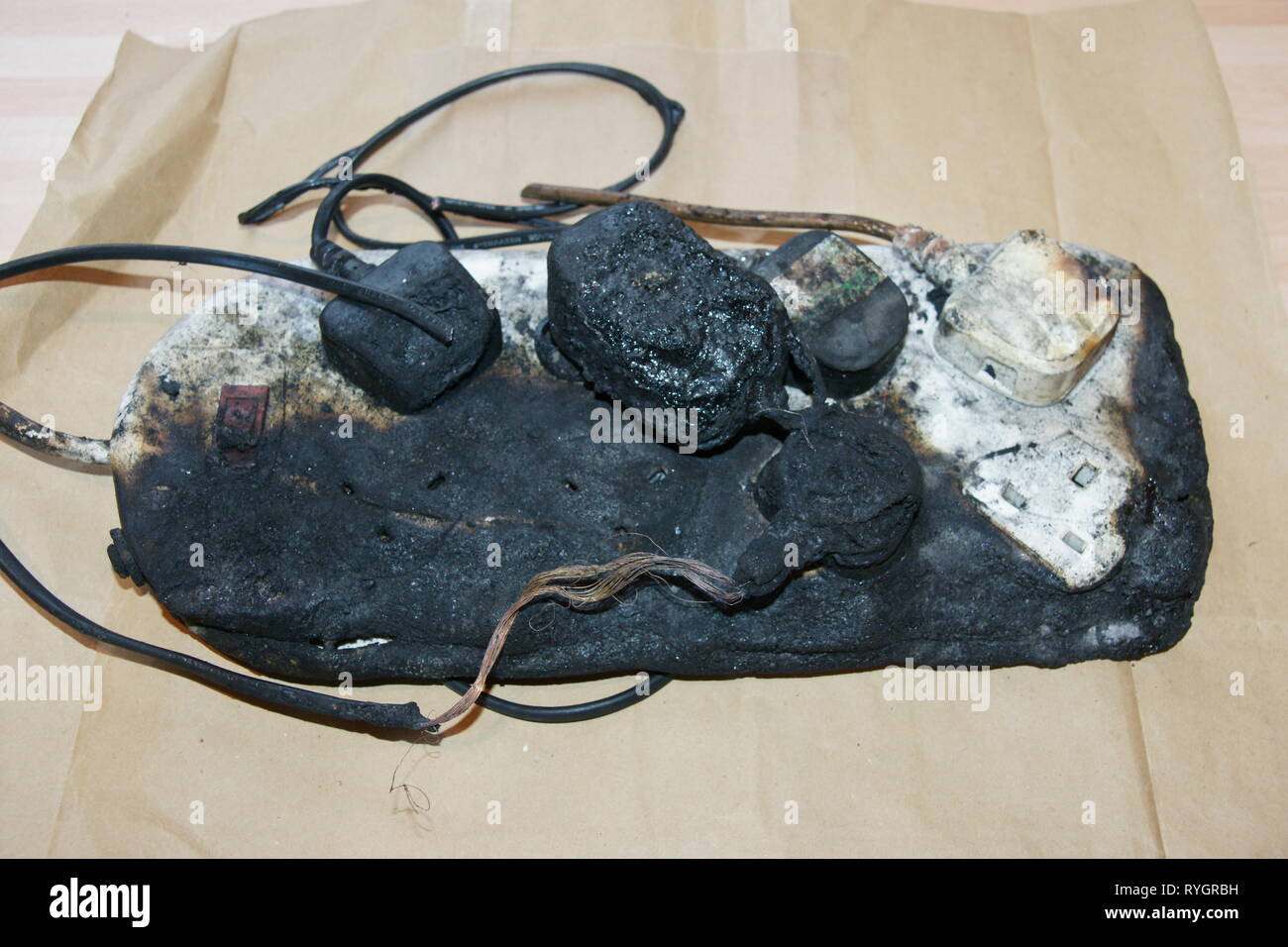 overloaded socket, domestic house fire, electrical fire Stock Photo - Alamy