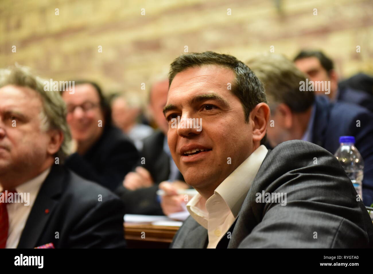 Athens, Greece. 13th Mar, 2019. Greek Prime Minister Alexis Tsipras, in ...