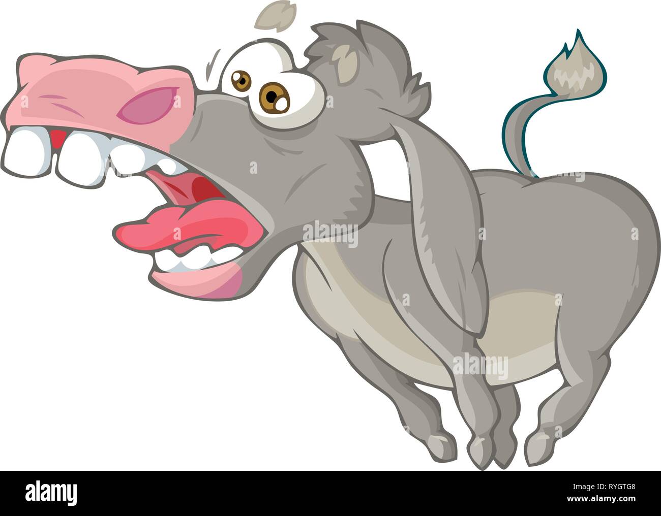 The illustration shows a cartoon donkey that screams. Illustration made ...