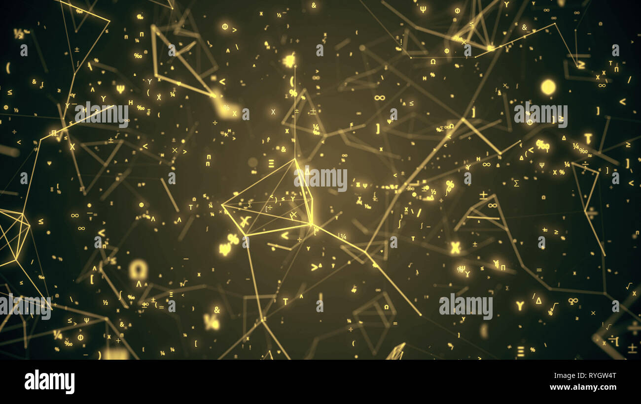 Digital mathematical symbols 3D illustration. Abstract futuristic background with math and ...