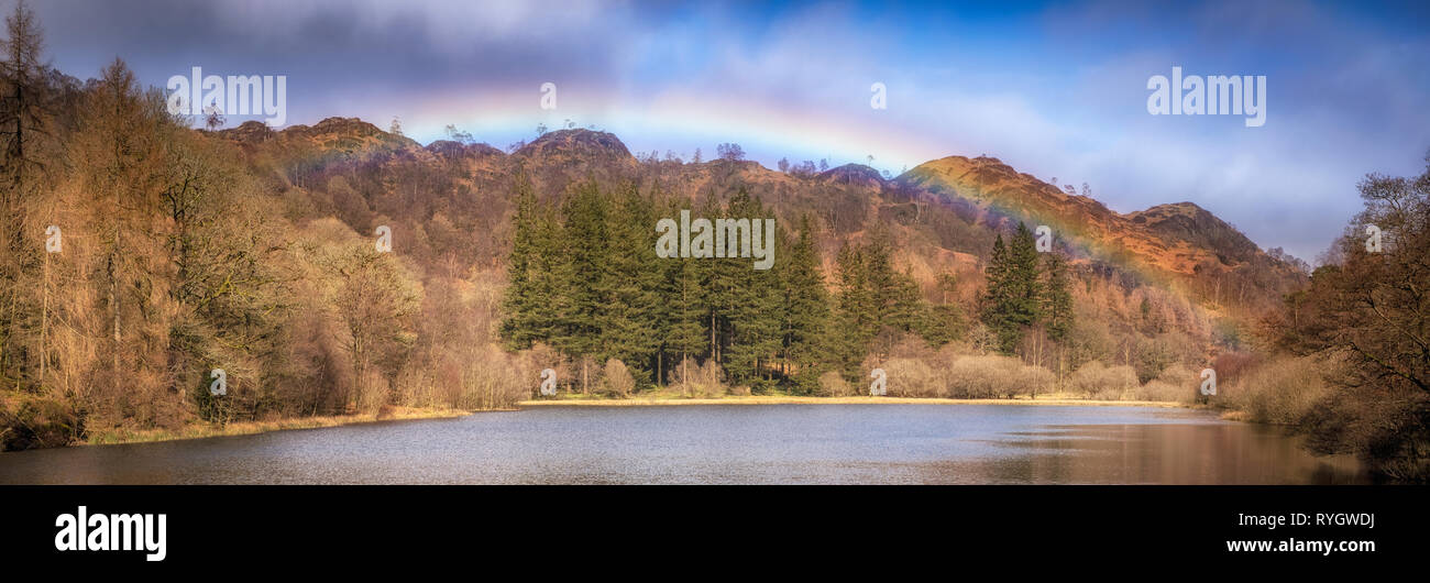 A brief rainbow appeared over Yew Tree Tarn between Coniston and ...