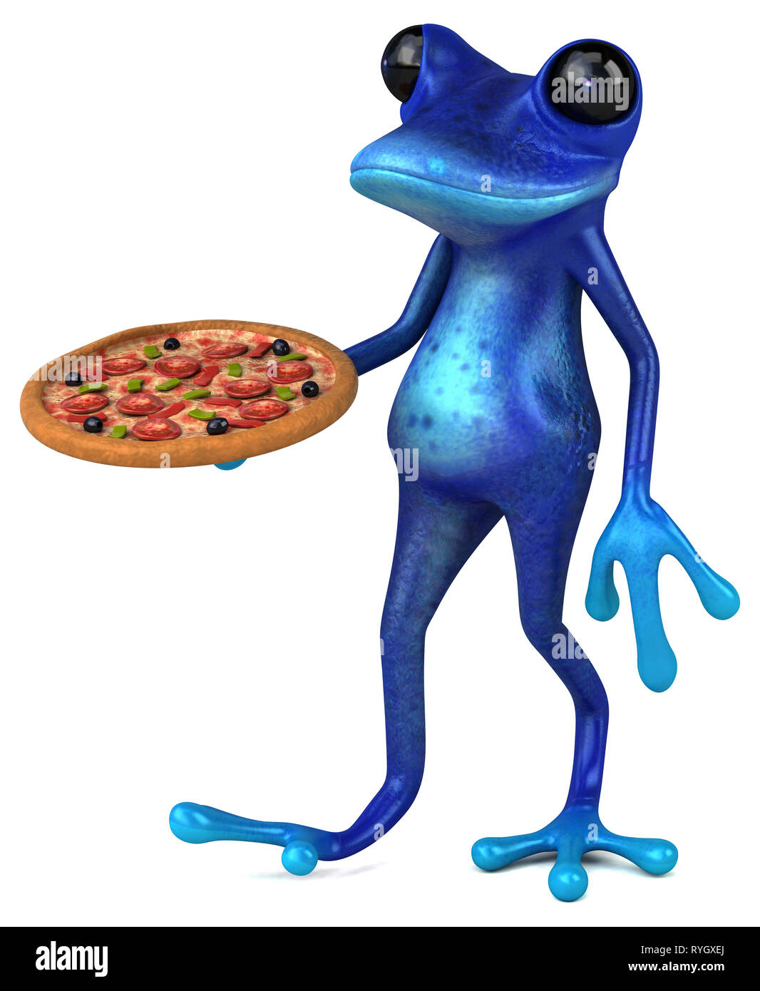 Fun blue frog - 3D Illustration Stock Photo - Alamy