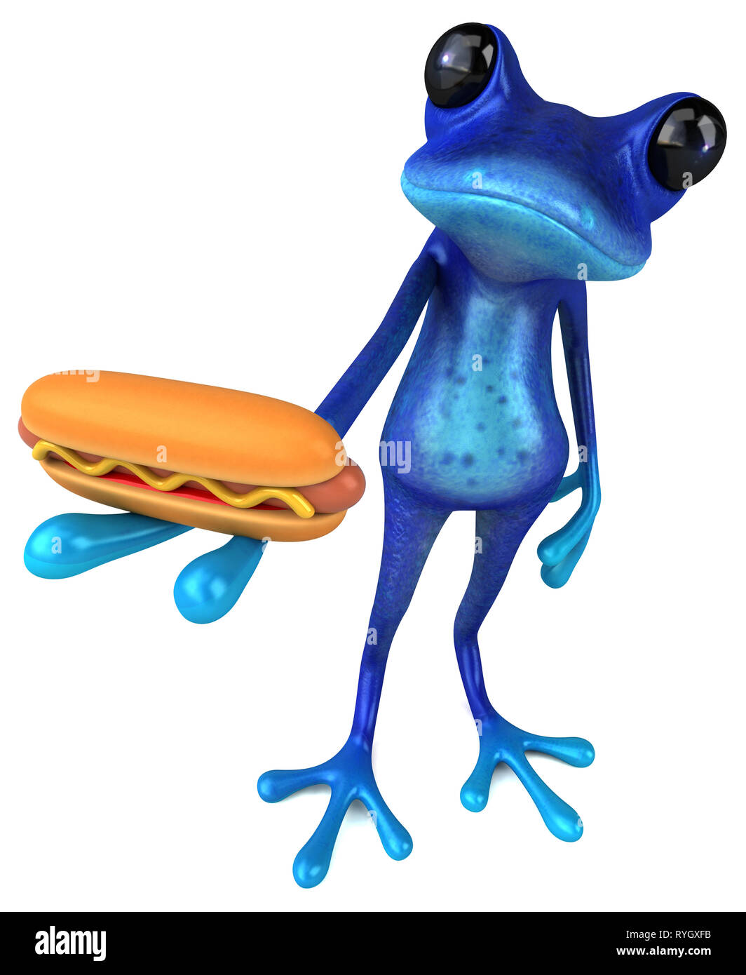 Fun blue frog - 3D Illustration Stock Photo - Alamy