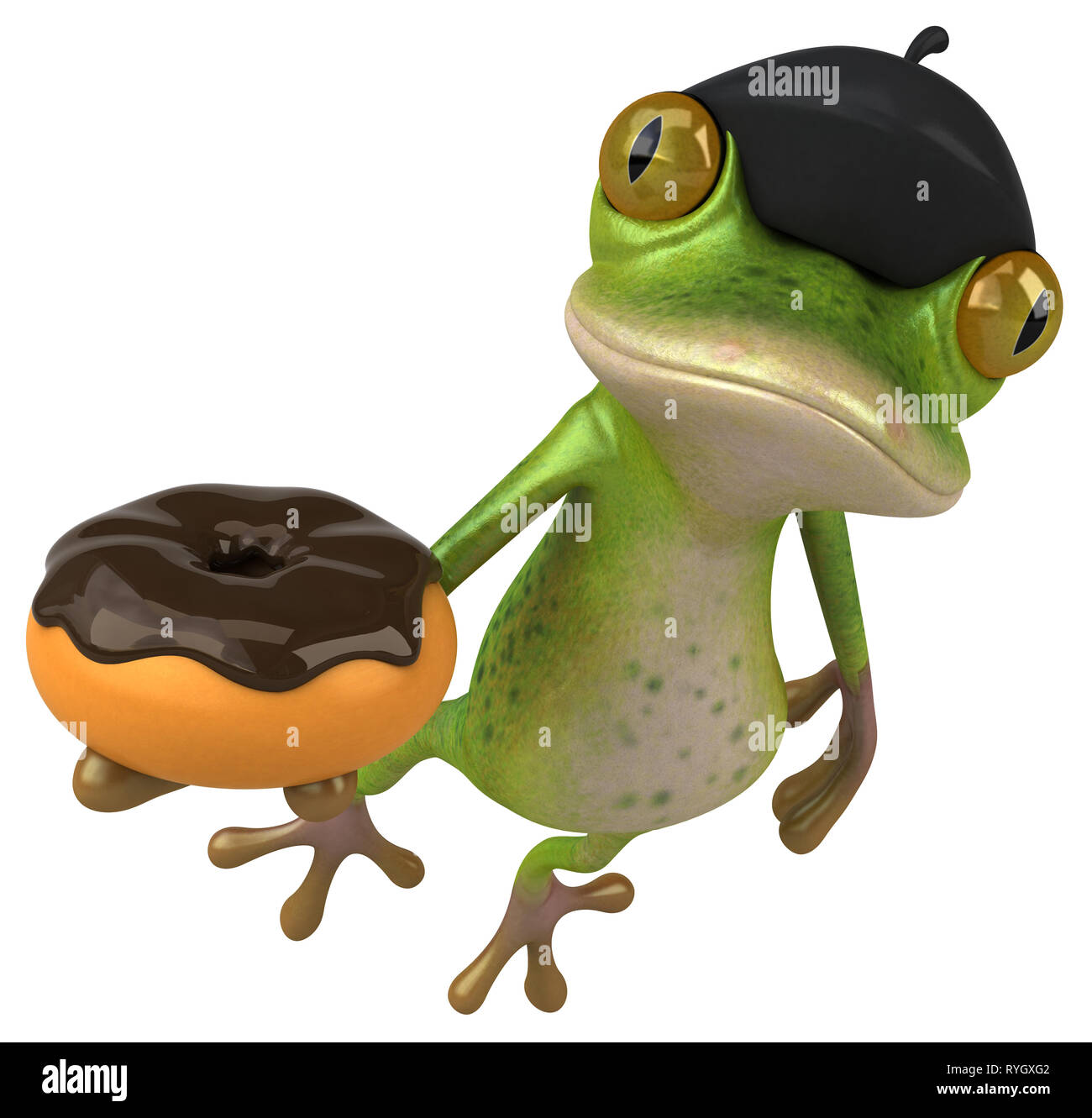 Fun french frog - 3D Illustration Stock Photo - Alamy