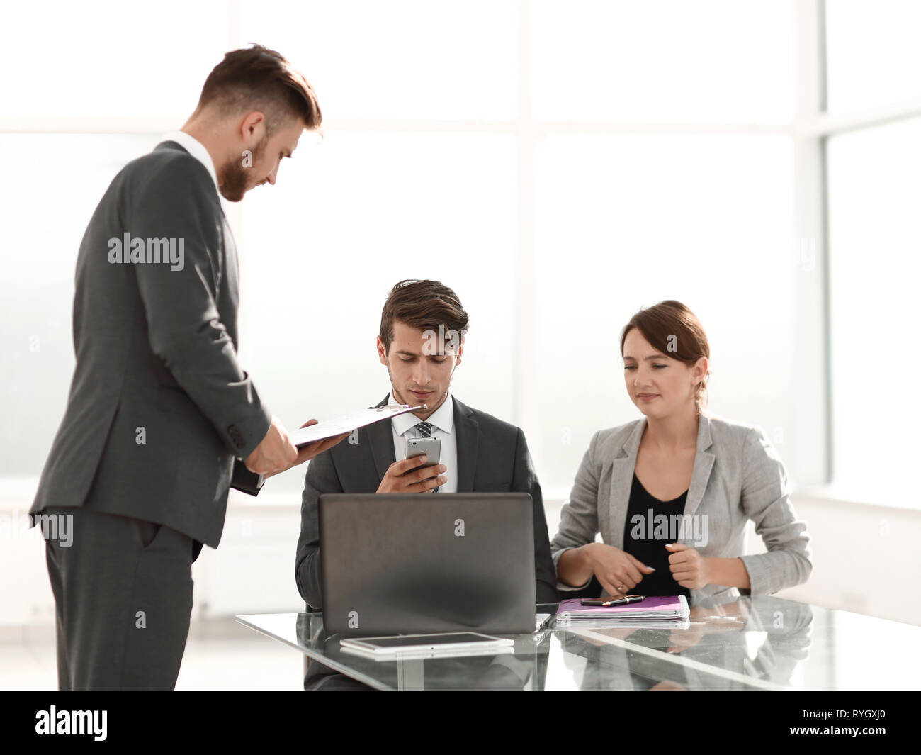 employees in the workplace in the office Stock Photo - Alamy