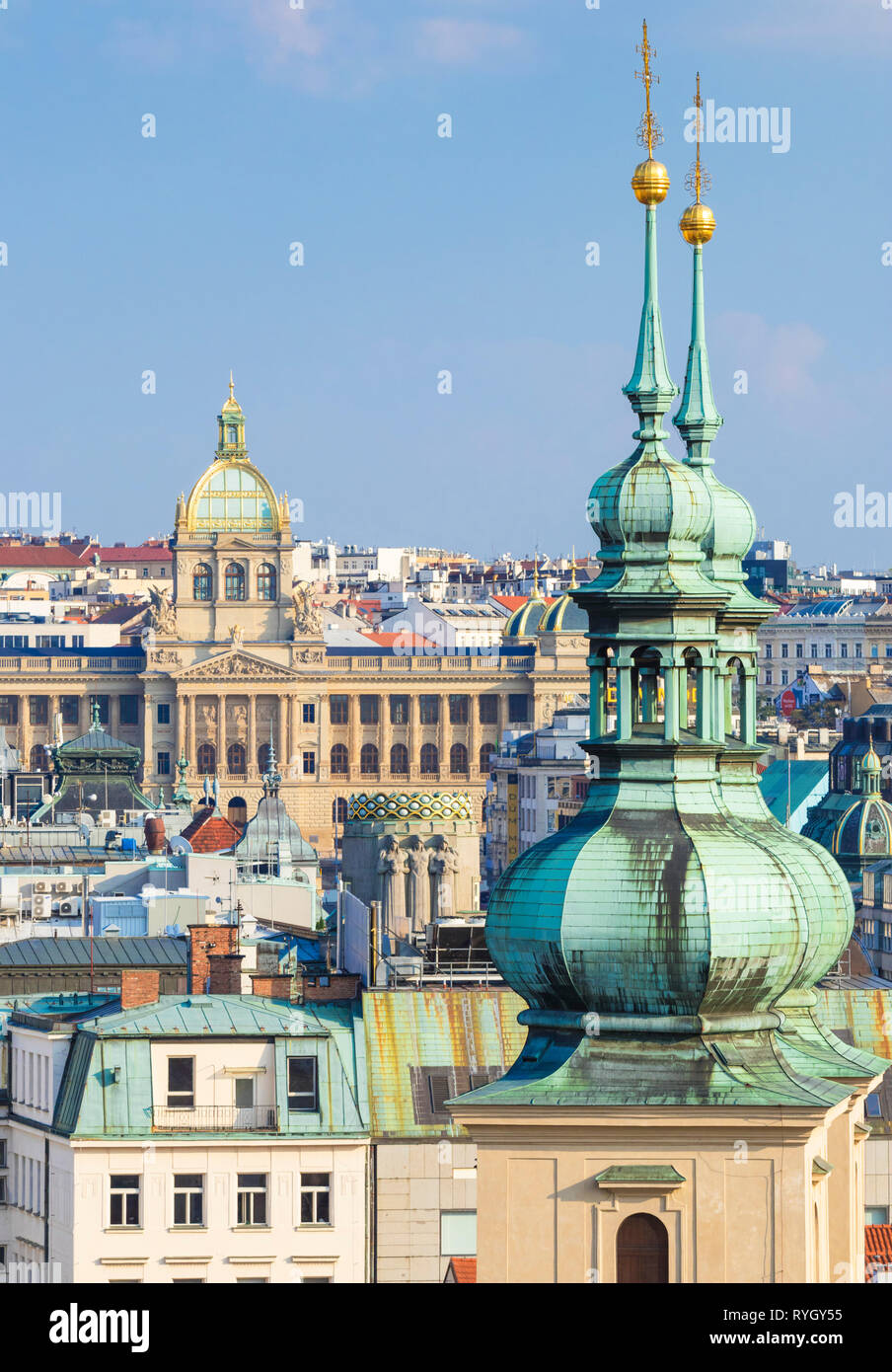 National museum Prague Národní muzeum PRAGUE rooftops and spires of the ...