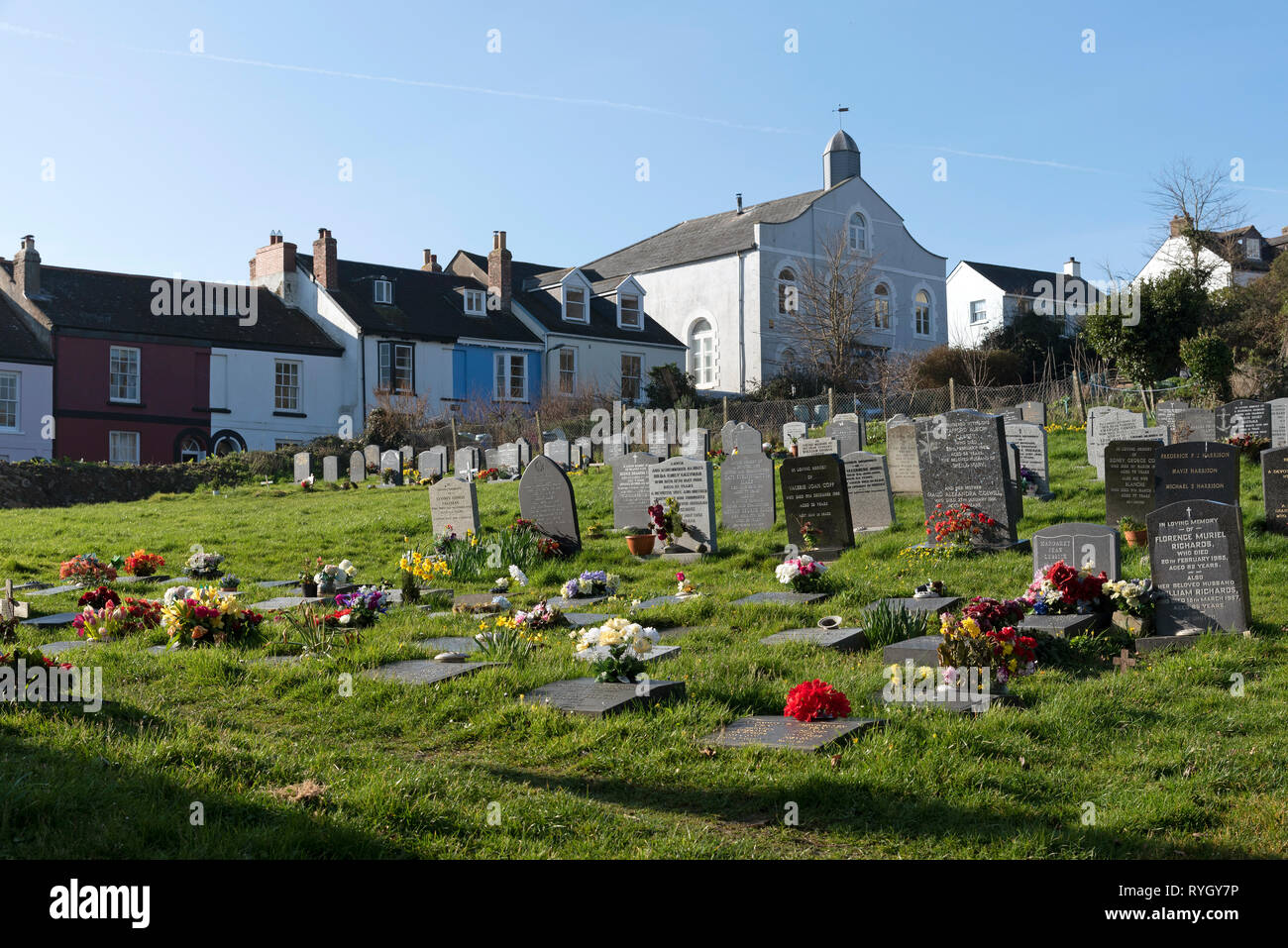 Appledore, North Devon, England, UK, March 2019. The graveyard and a ...