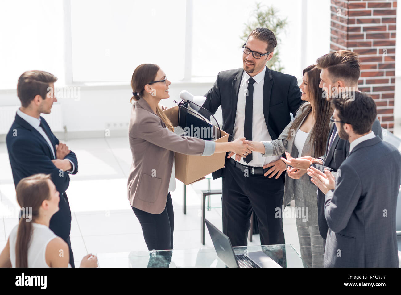 new employee meets with the staff of the business team Stock Photo - Alamy
