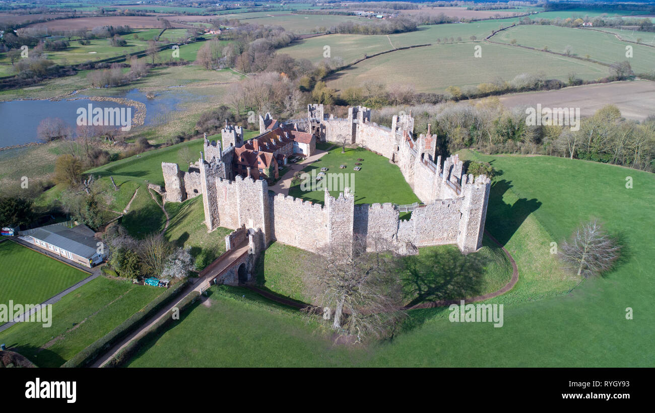 Aerial stock picture dated March 11th 2019 shows Framlingham Castle in ...