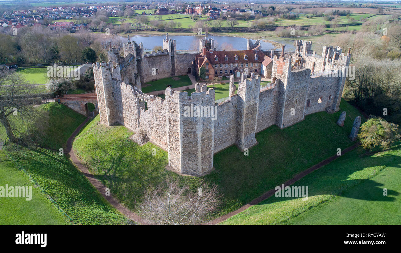 Aerial stock picture dated March 11th 2019 shows Framlingham Castle in ...