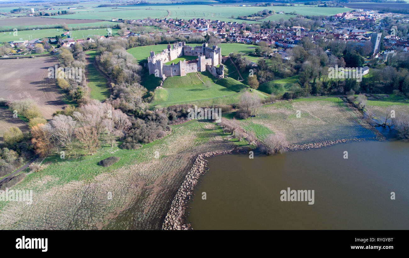 Aerial stock picture dated March 11th 2019 shows Framlingham Castle in ...
