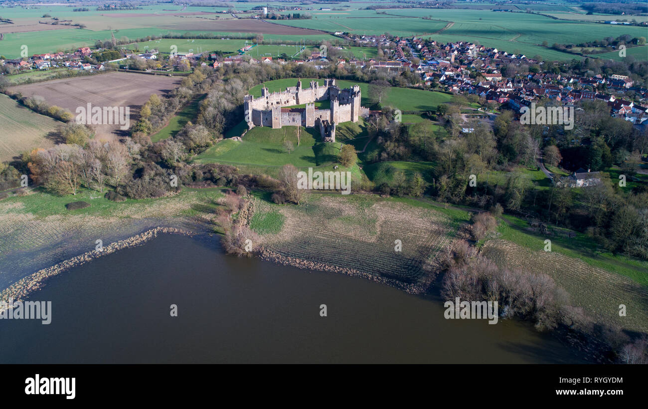 Aerial stock picture dated March 11th 2019 shows Framlingham Castle in ...