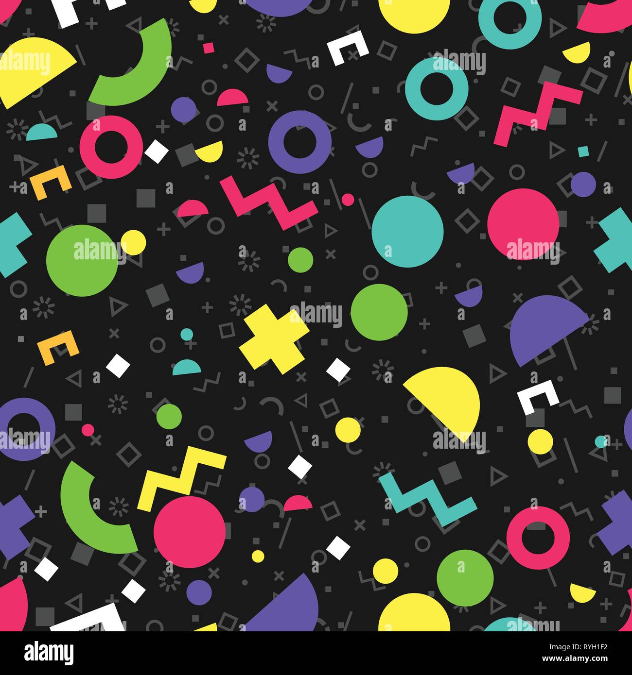 Vector abstract geometry seamless pattern 90s vibe Stock Vector Image ...